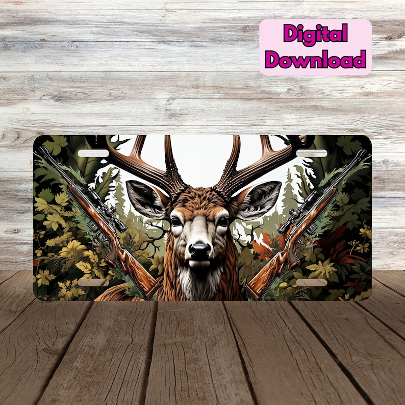 Deer Hunting License Plate PNG, Buck Hunting License Plate Sublimation ...