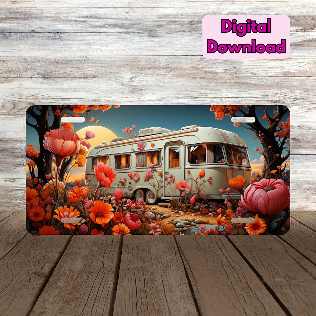 Camper Travel License Plate PNG, Camping Camper License Plate ...
