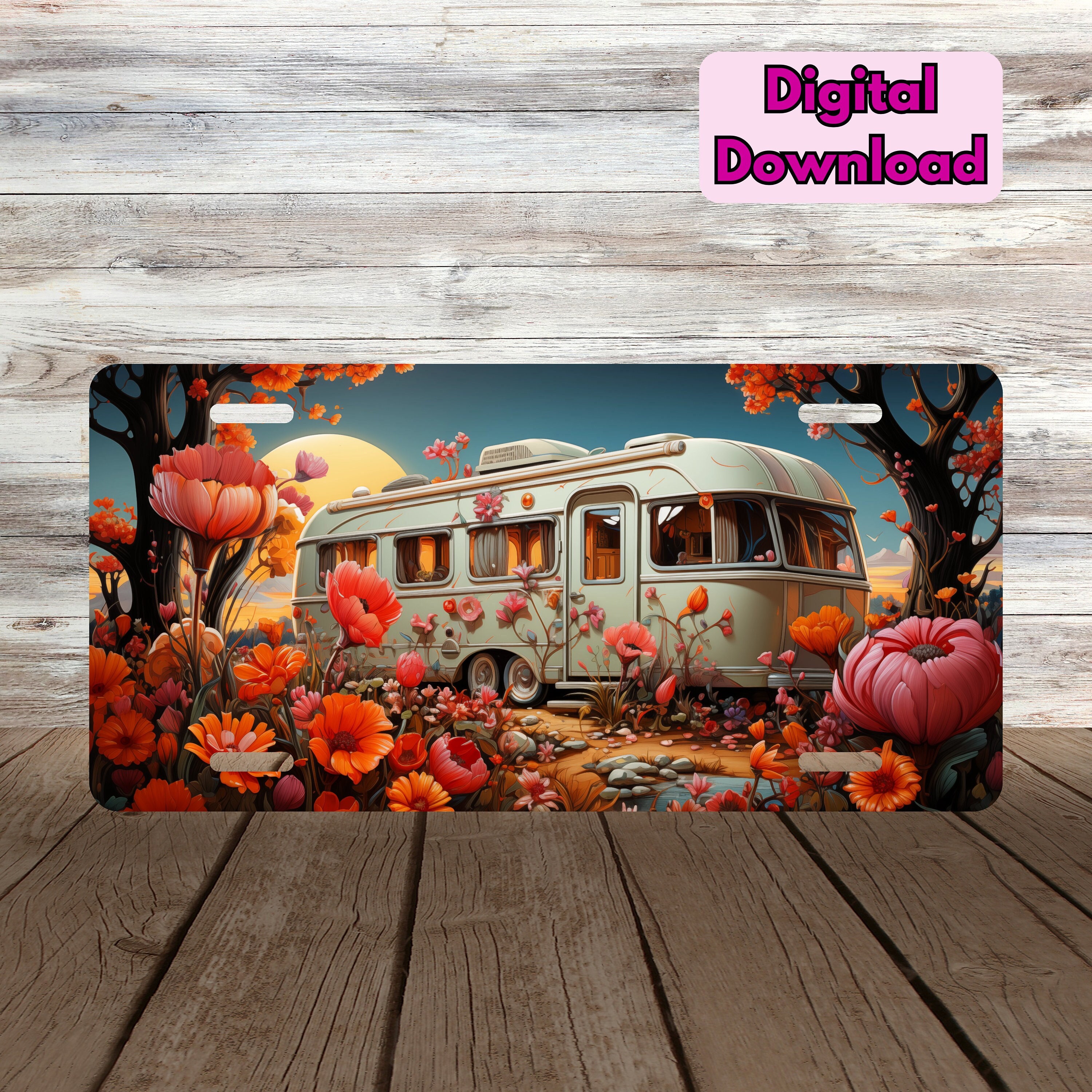 Camper Travel License Plate PNG, Camping Camper License Plate ...