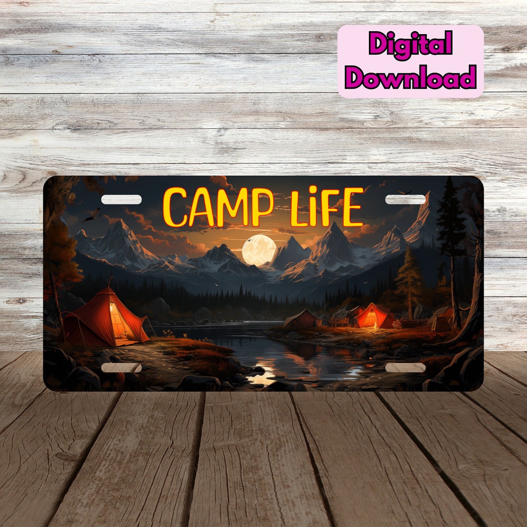 Camp Life License Plate PNG, Camping License Plate Design, Camping ...