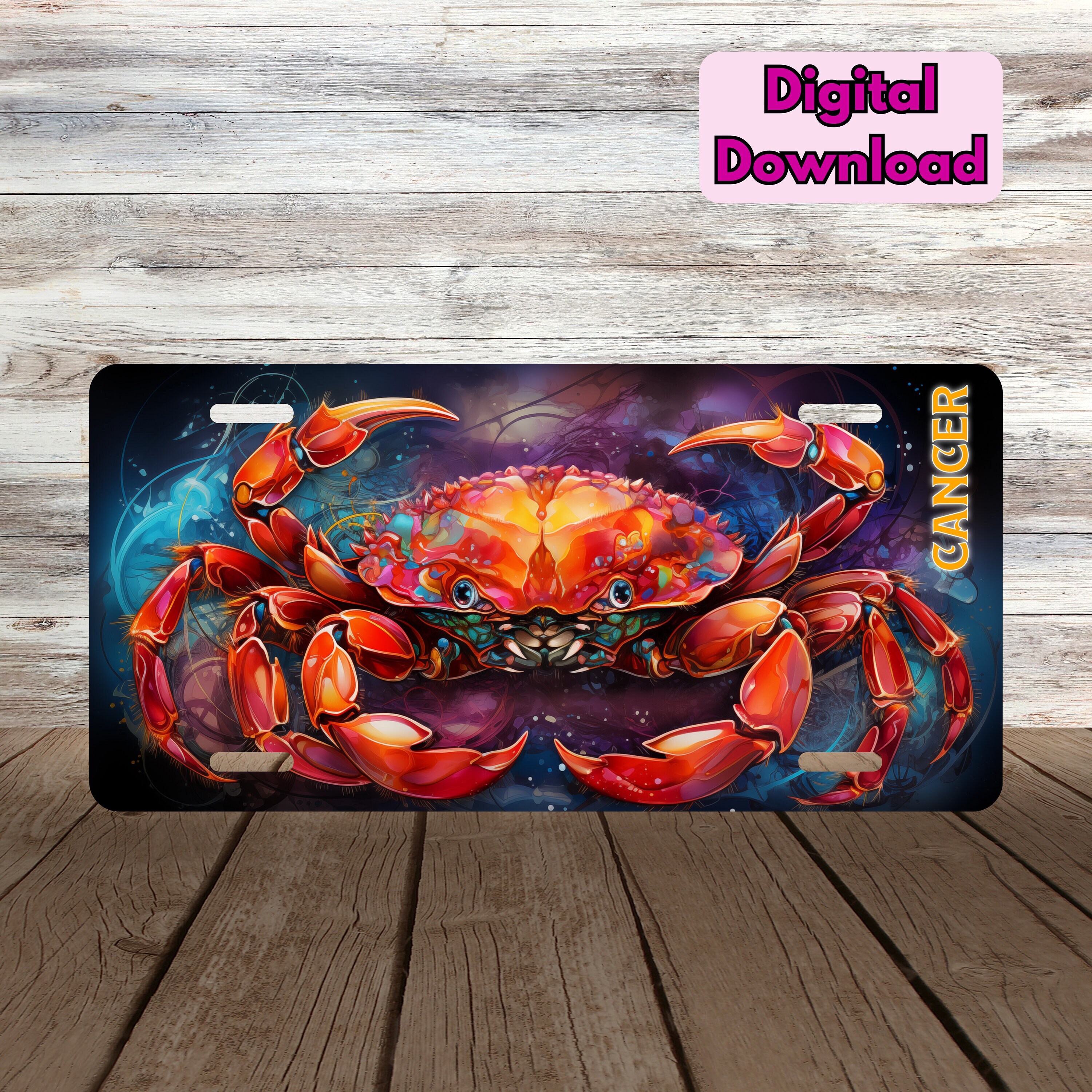 Cancer Zodiac Sign License Plate PNG, Cancer License Plate Design PNG ...