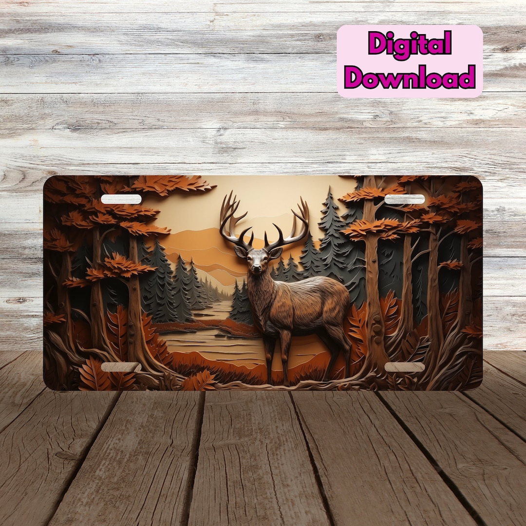 Leather Deer License Plate PNG, Rustic Leather Deer License Plate ...