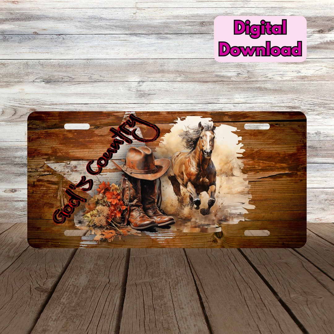 God's Country Western License Plate PNG, Western Cowboy and Cowgirl ...