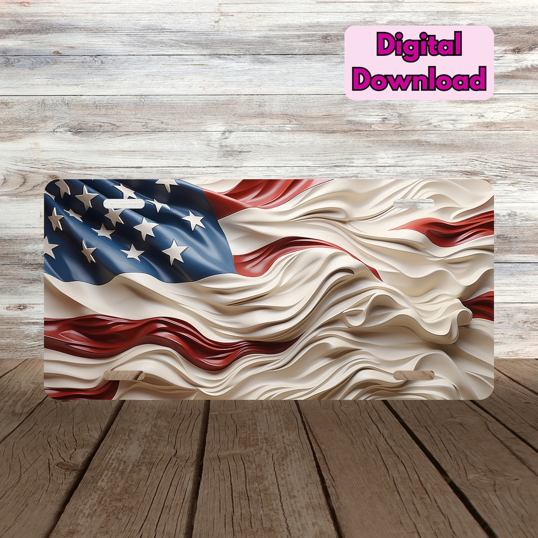 American Flag License Plate PNG, Wavy American Flag License Plate ...