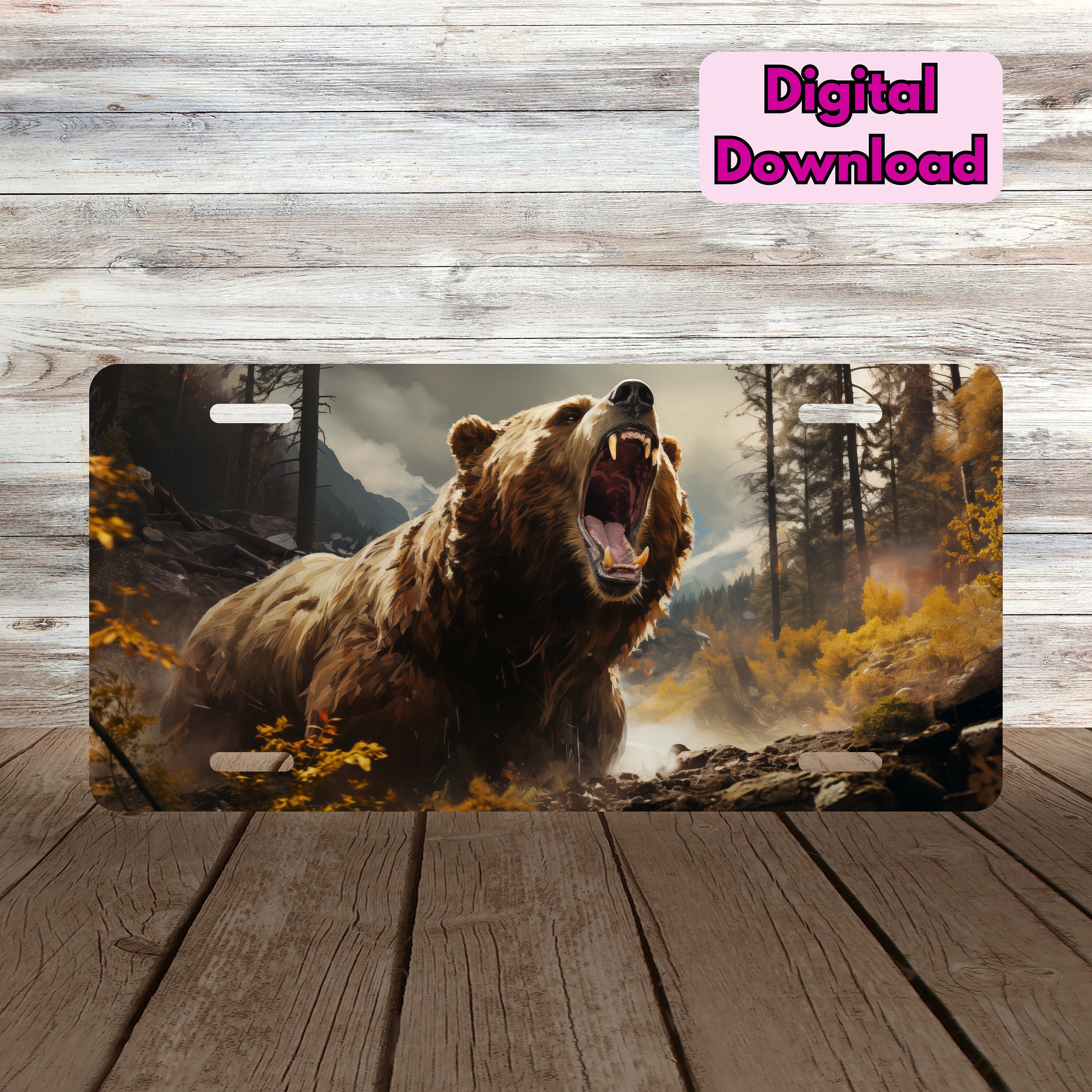Grizzly Bear License Plate PNG, Hunting License Plate Sublimation ...