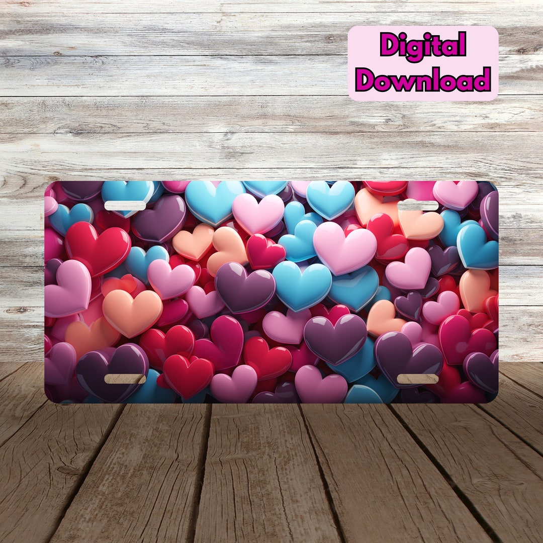 Hearts License Plate PNG, 3d Hearts License Plate Design PNG, 3d ...