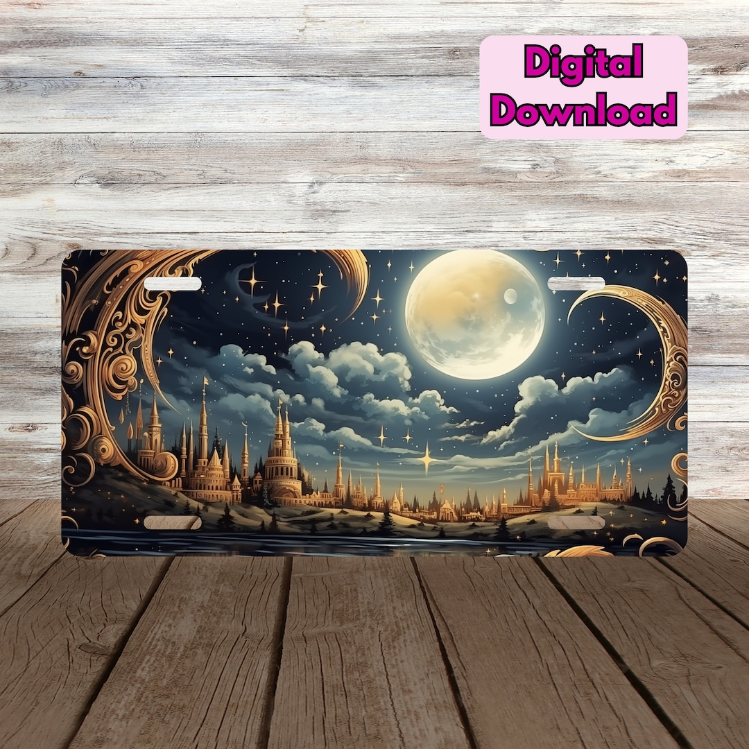 Celestial Ethereal Magical Night Sky License Plate PNG, Moon Night Sky ...