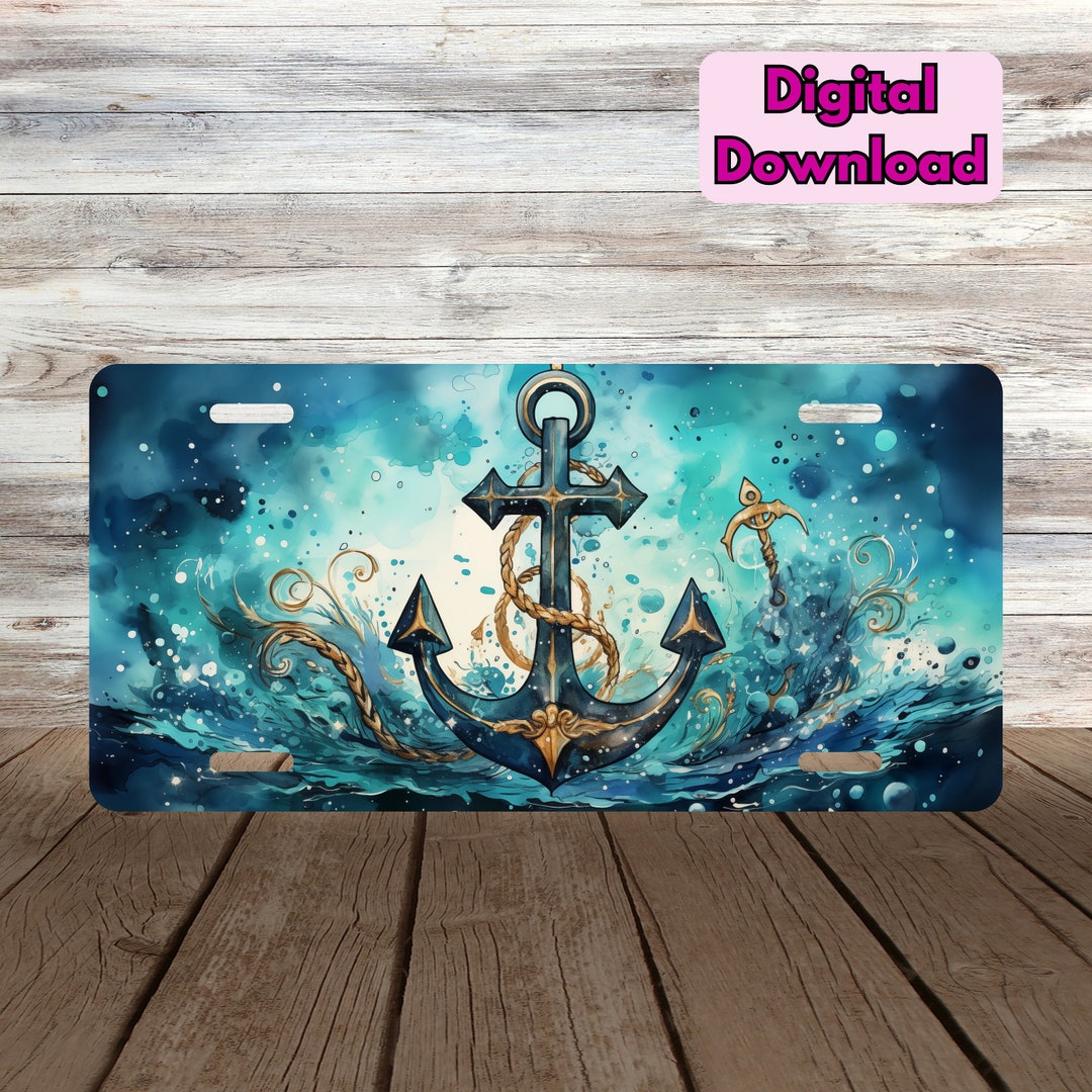 Alcohol Ink Anchor License Plate PNG, Anchor License Plate Design PNG ...