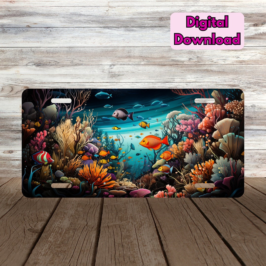 Ocean Floor License Plate PNG, Sea Life License Plate Sublimation ...