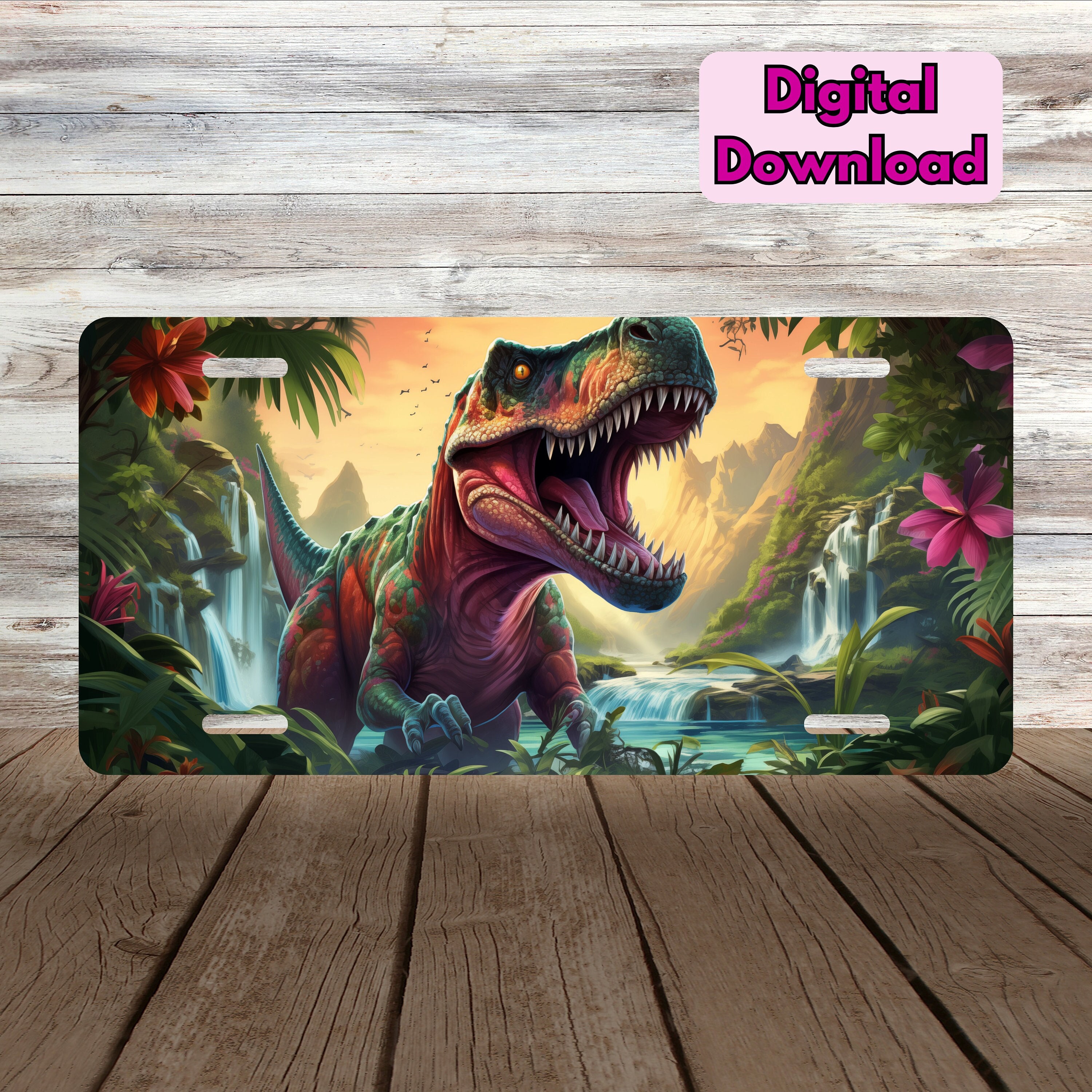 T-rex License Plate PNG, Tyrannosaurus Rex License Plate Sublimation ...