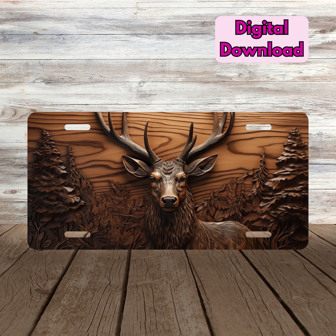 Deer Hunting Wood License Plate PNG, Buck Hunting License Plate PNG ...