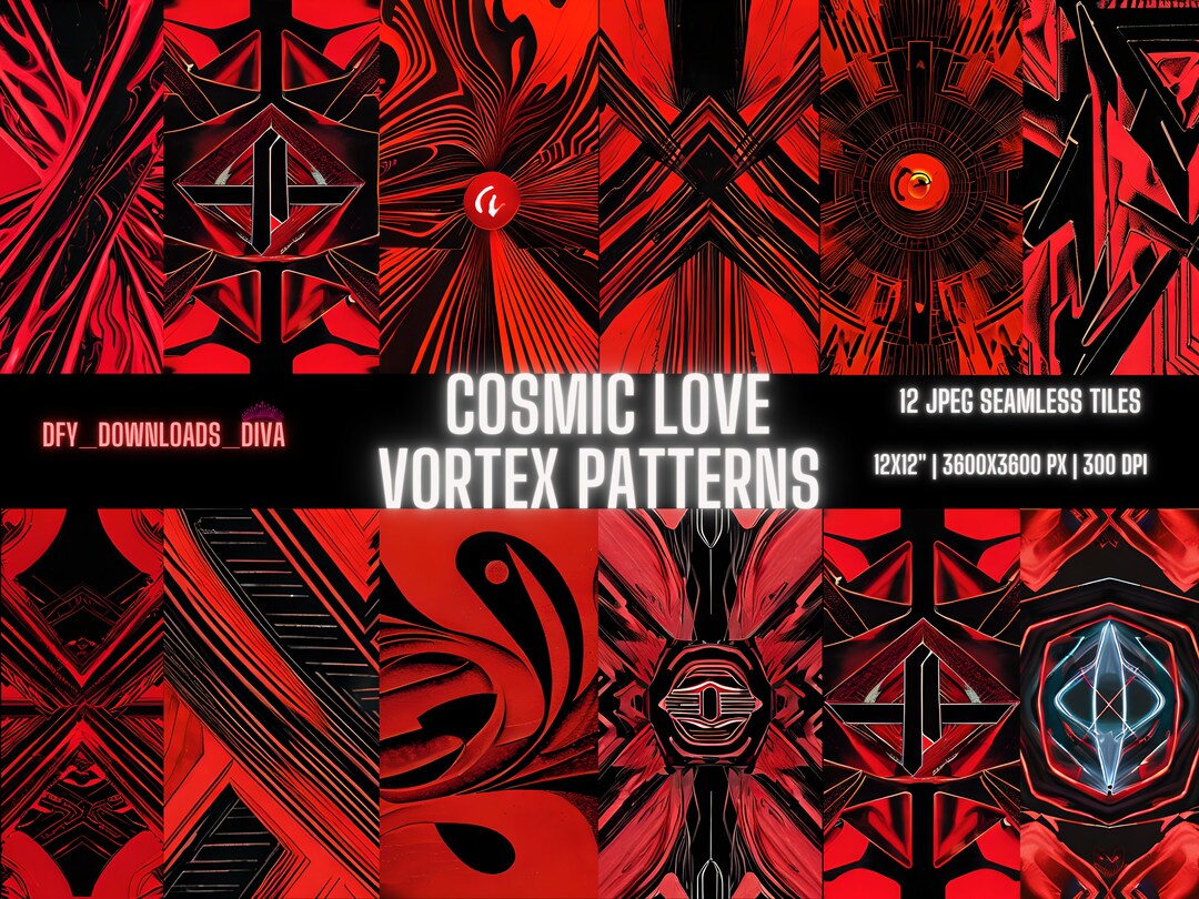 COSMIC LOVE VORTEX Digital Paper| Seamless| High-res| 12x12 Patterns ...
