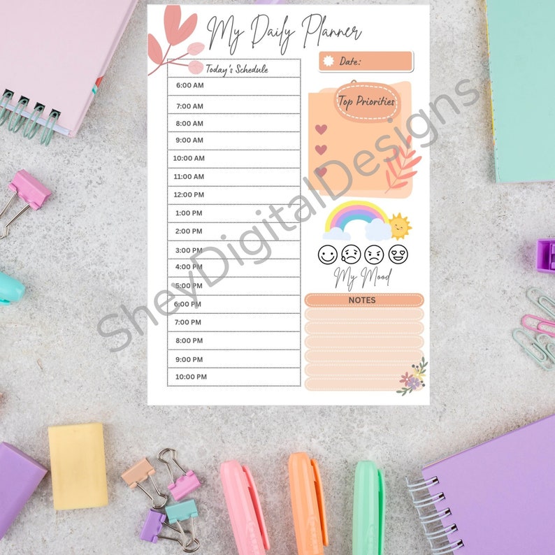 Cute Daily & Weekly Planner | Digital Printable Bundle, Weekly Schedule ...