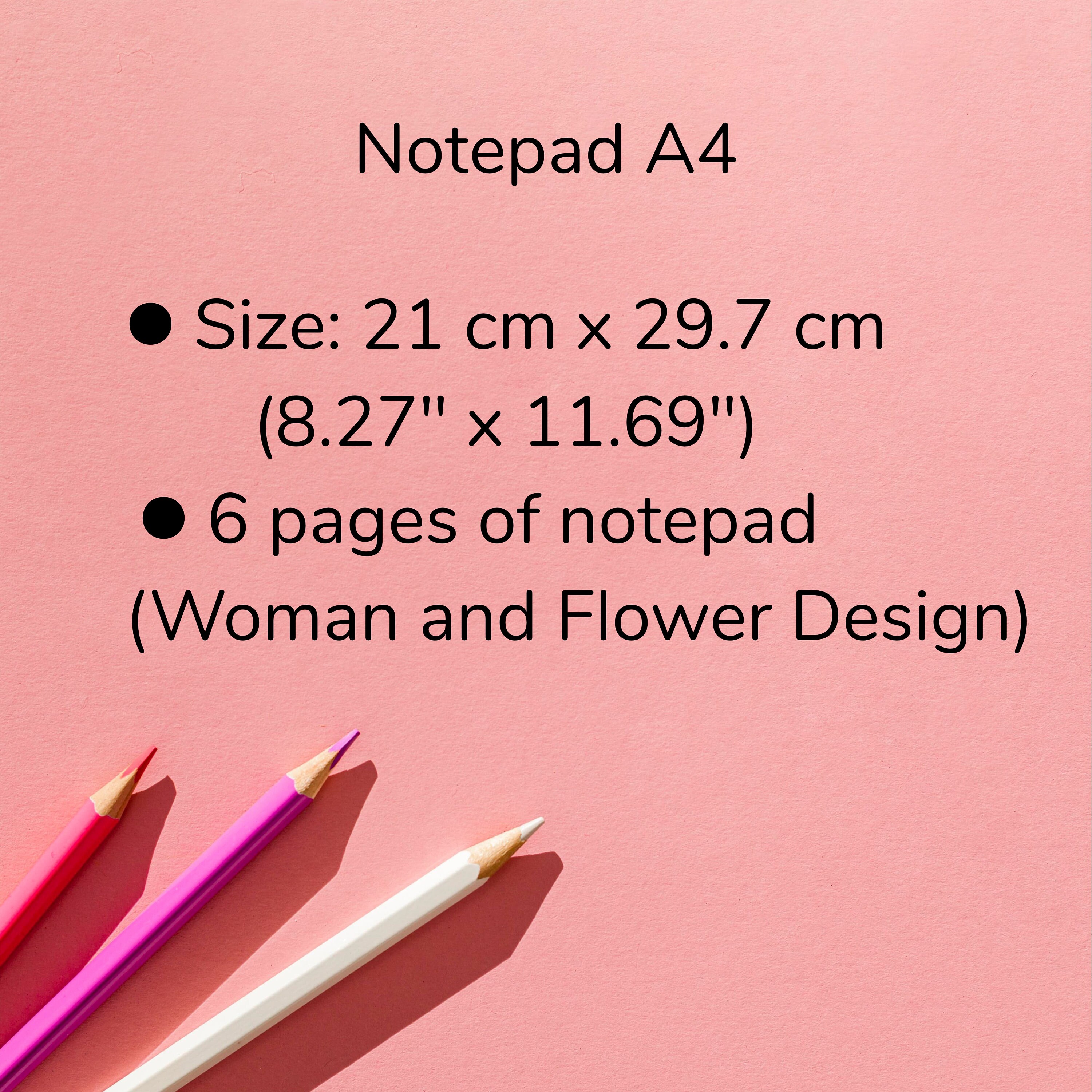 Woman and Flower Design Notepad, Printable Notepad, Digital Notepad ...