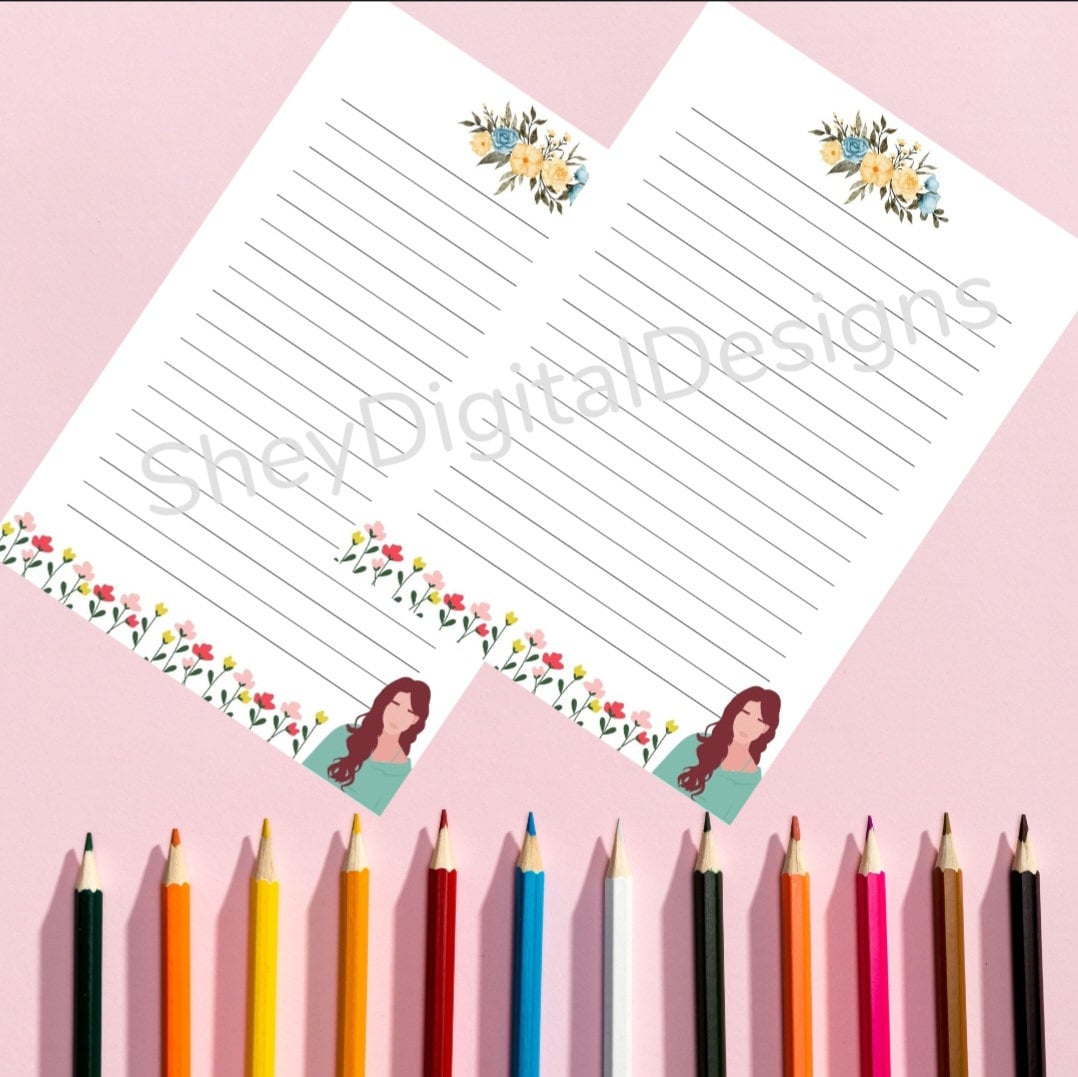 Printable Aesthetic Woman Notepad, Printable Notepad, Digital Notepad ...