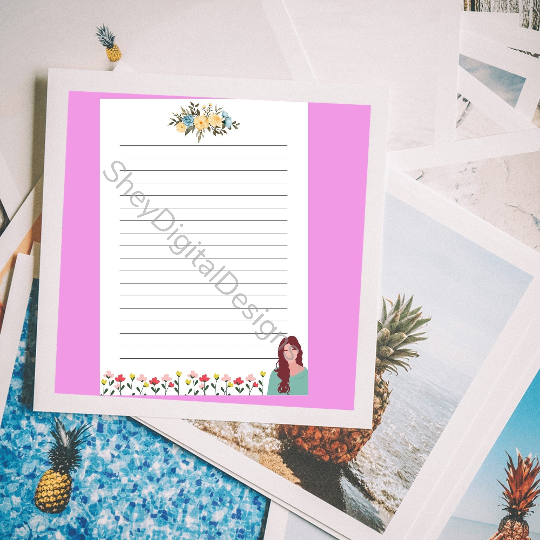 Printable Aesthetic Woman Notepad, Printable Notepad, Digital Notepad ...