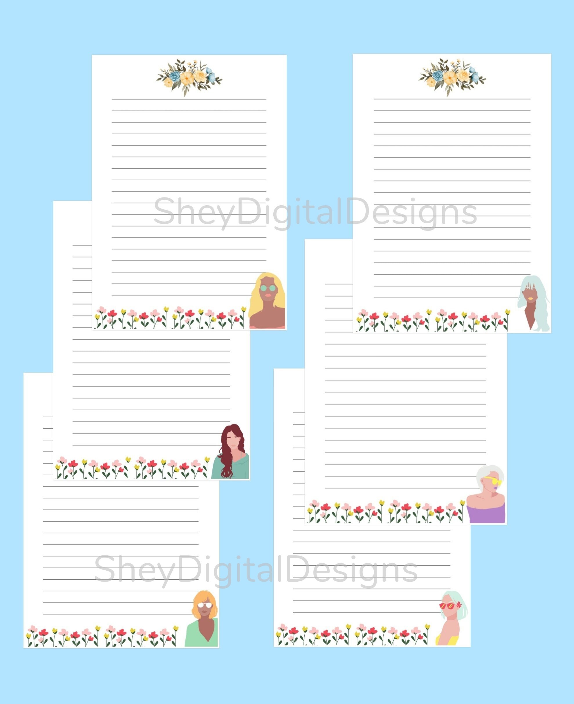 Printable Aesthetic Woman Notepad, Printable Notepad, Digital Notepad ...
