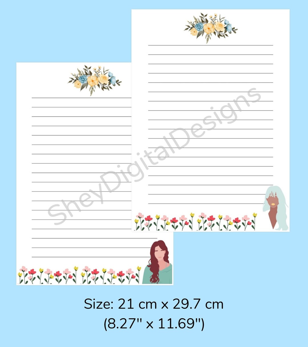 Printable Aesthetic Woman Notepad, Printable Notepad, Digital Notepad ...