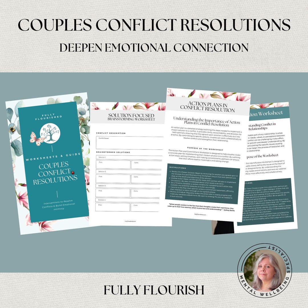Conflict Resolution for Couples Worksheets Strengthen Emotional ...