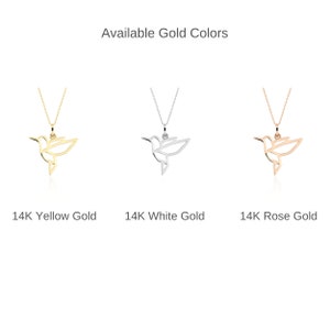 14K Solid Gold Origami Freedom Symbol Bird Necklace for Men, Good Luck ...