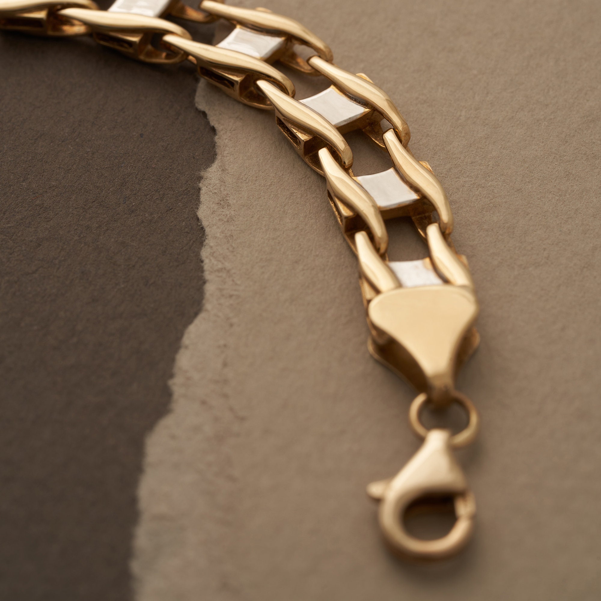 14K Solid Gold Classic Bracelet for Men, Stackable Stylish Link ...