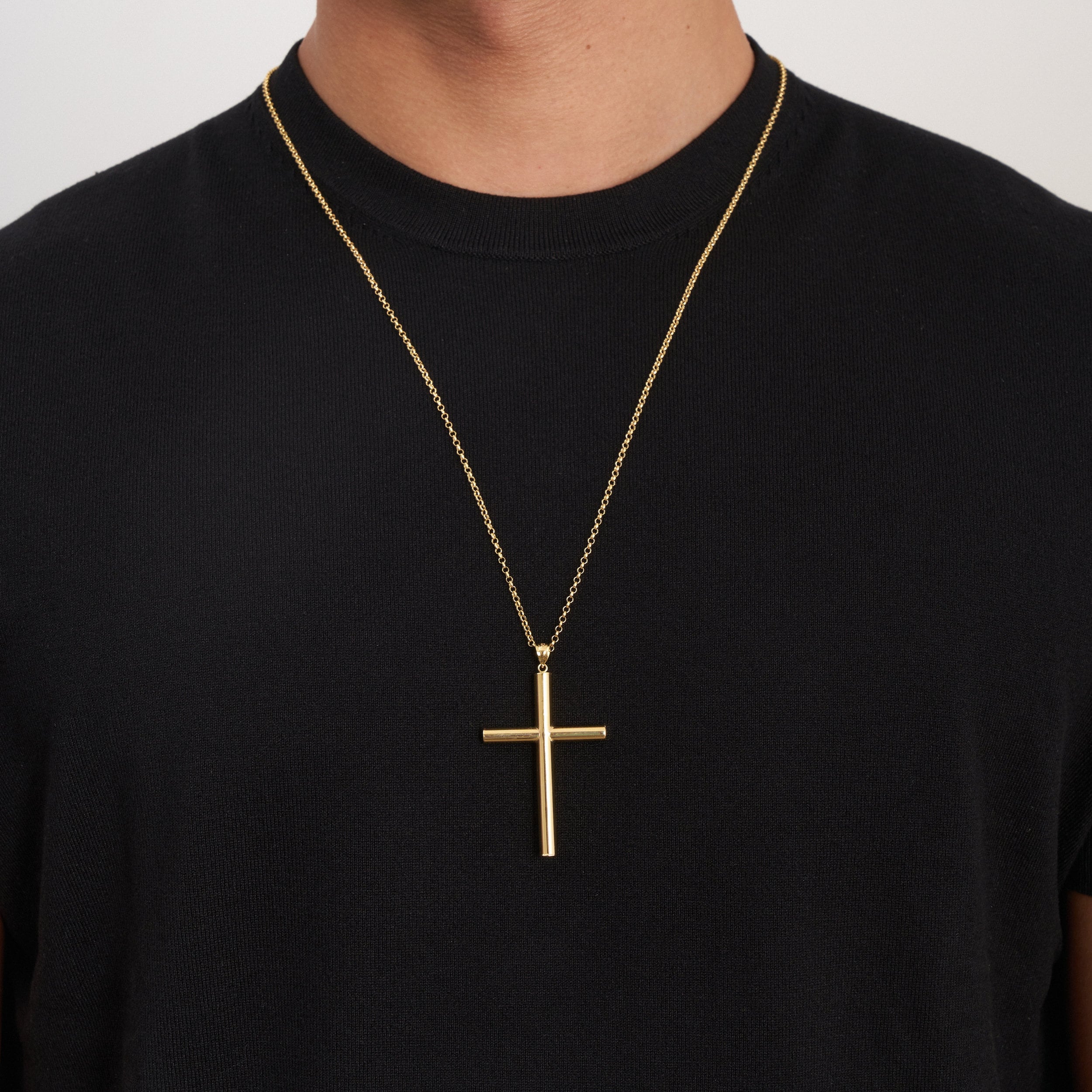 14K Solid Gold Cross Necklace for Men Small & Large Real Gold - Etsy ...