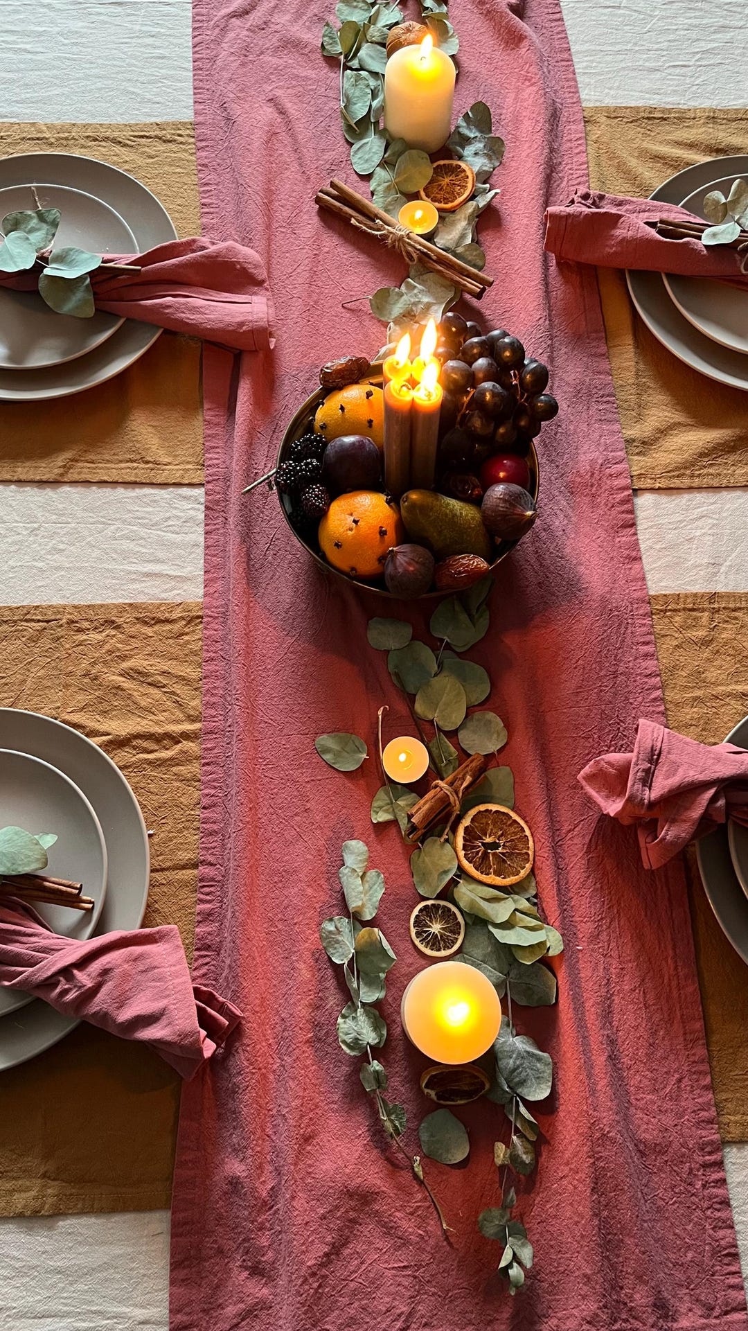 Old Rose Washed Cotton Textured Table Runner Wide Dusky Pink - Etsy