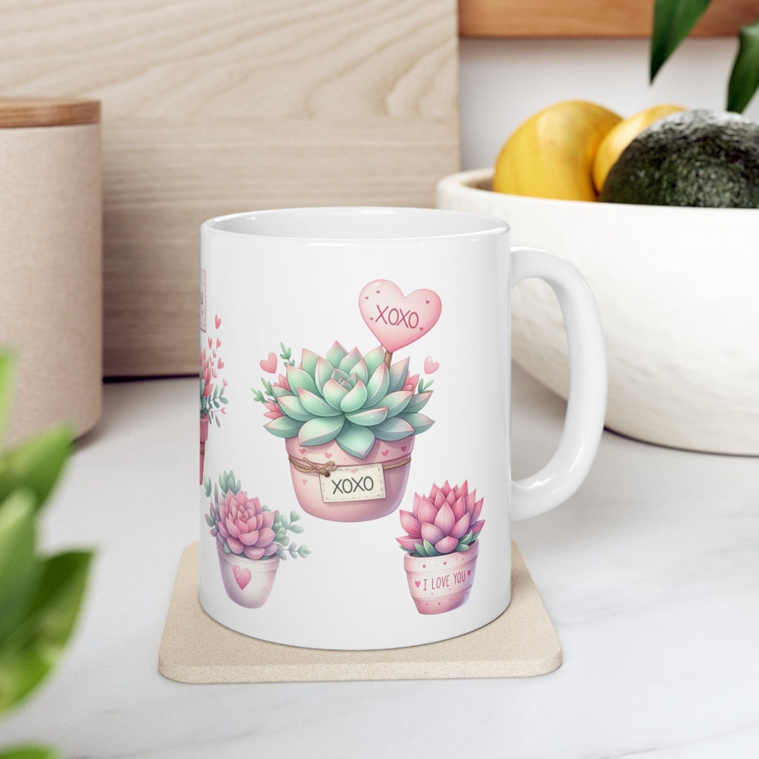 Plant Lover Succulent Mug, Plant Lover Gift, Valentines Day Gift, Cute ...