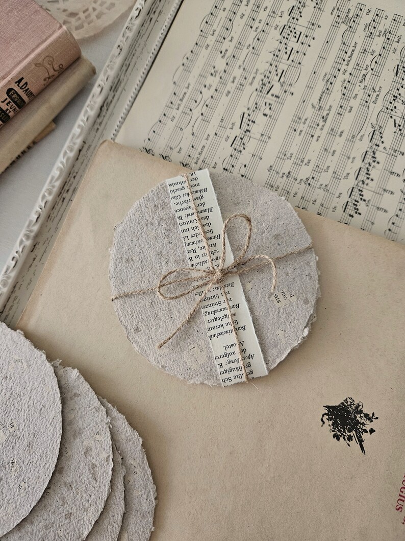 Handmade Paper Set of 5 Circle Latte Sheets Round Brown Bundle Deckled ...
