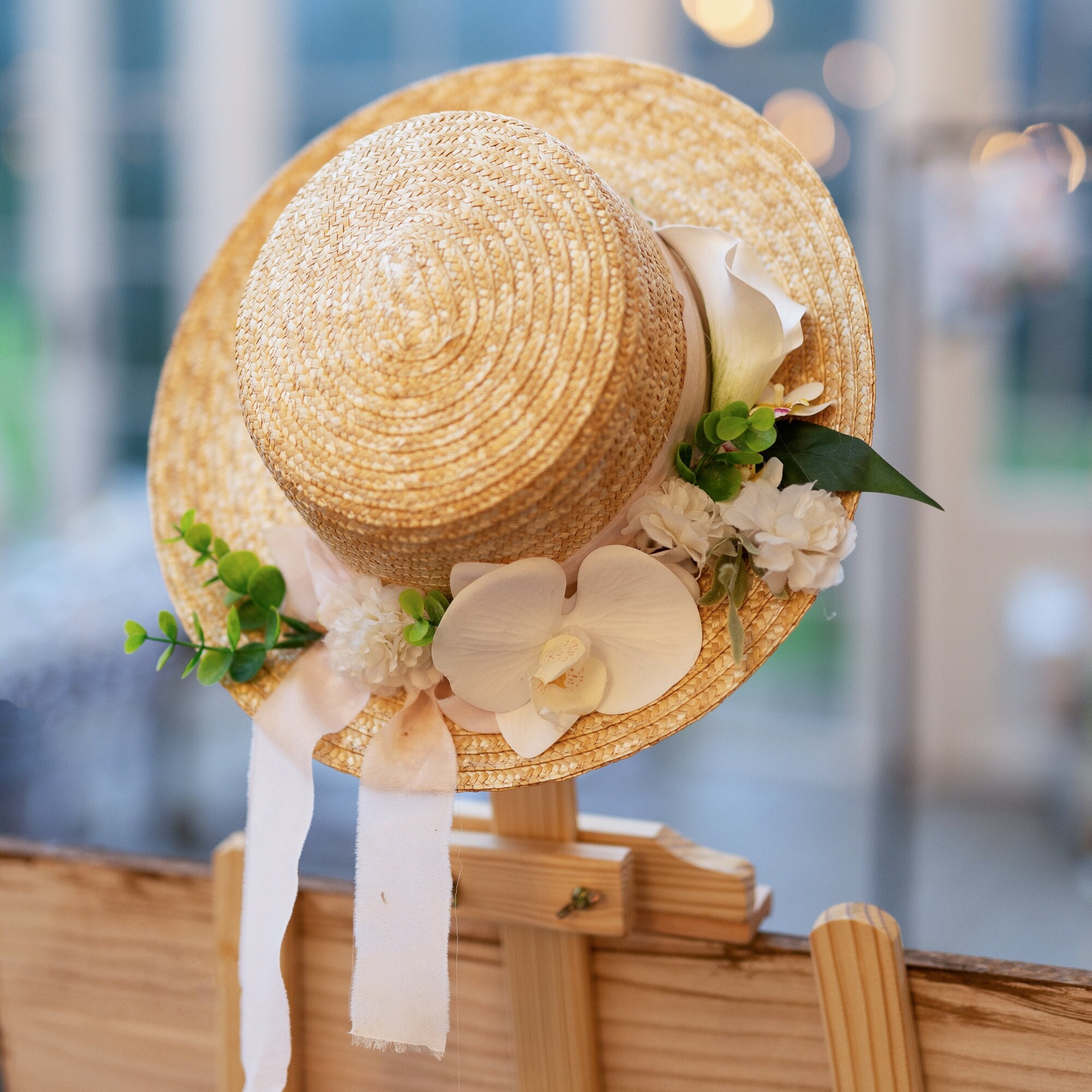 Handmade Garland Straw Hat, Handwoven Artificial Flower Straw Hat ...