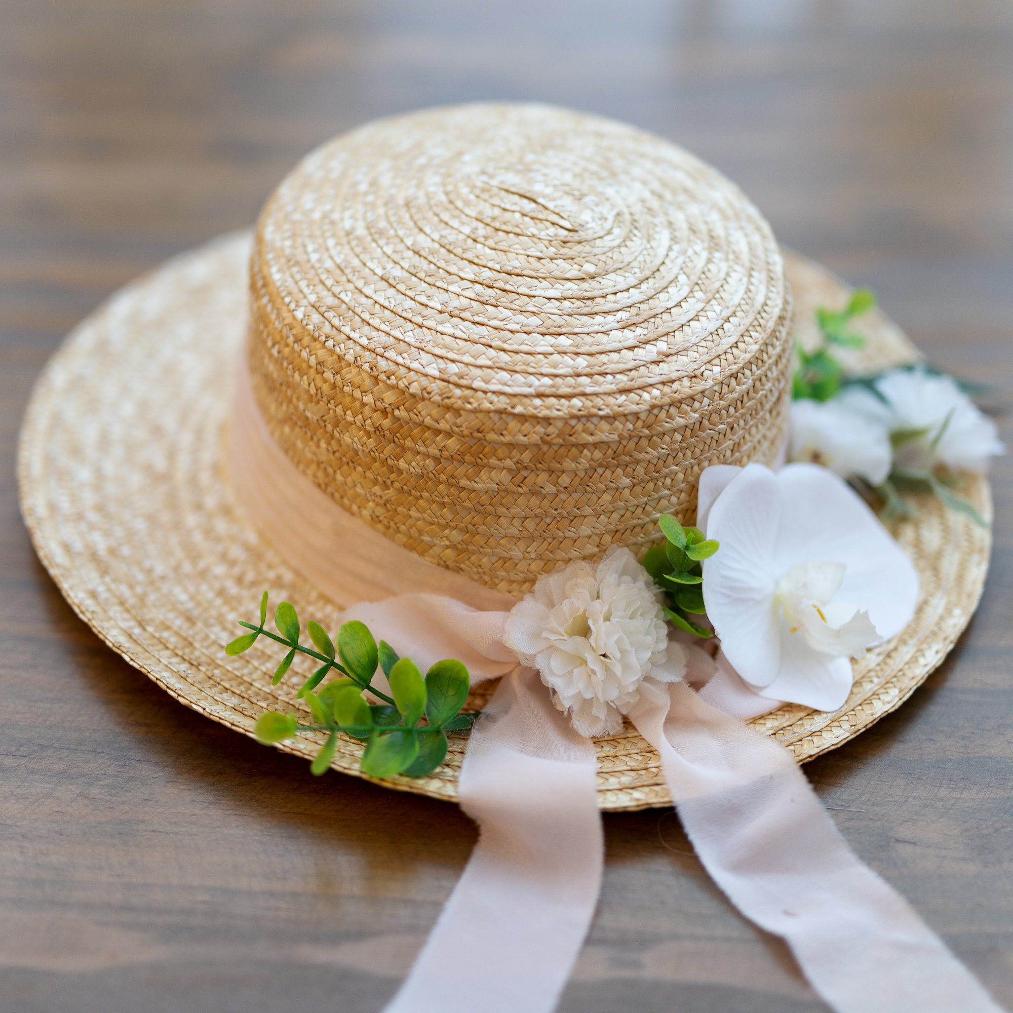 Handmade Garland Straw Hat, Handwoven Artificial Flower Straw Hat ...