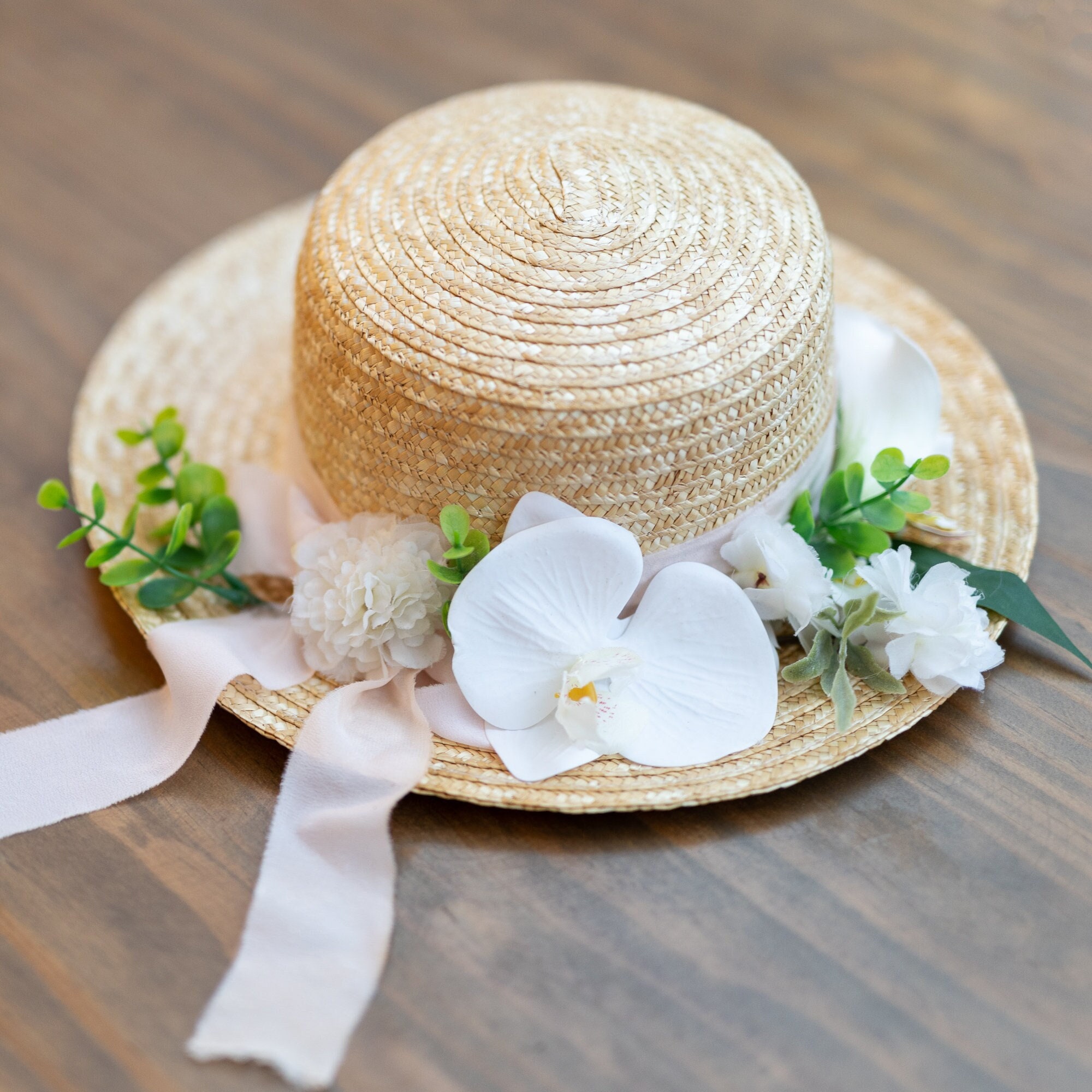 Handmade Garland Straw Hat, Handwoven Artificial Flower Straw Hat ...
