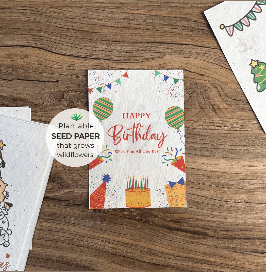 Plantable Seed Paper Birthday Cards Eco-friendly Paper - Etsy