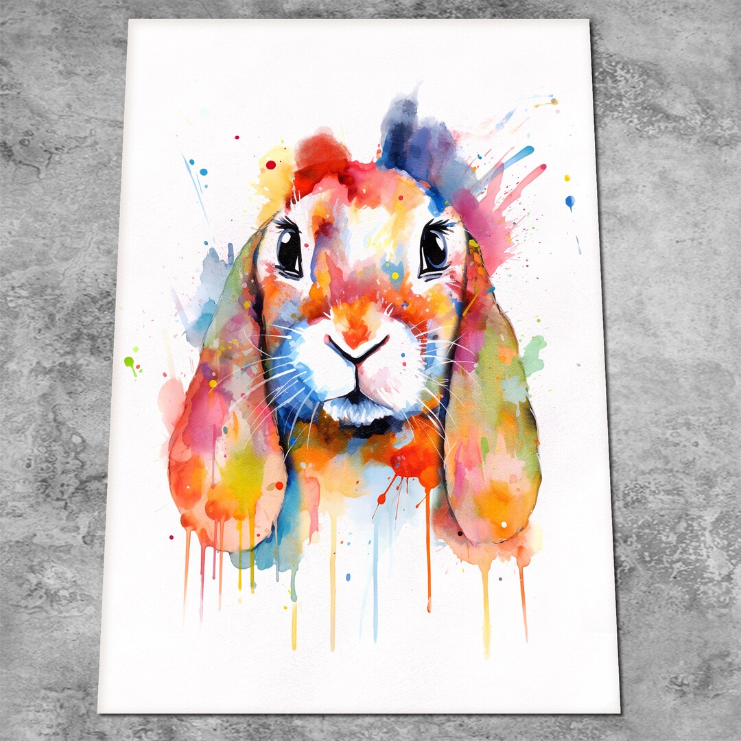 Lop Rabbit Portrait - Mini Lop Bunny Art Print - Rabbit Owner Portrait ...