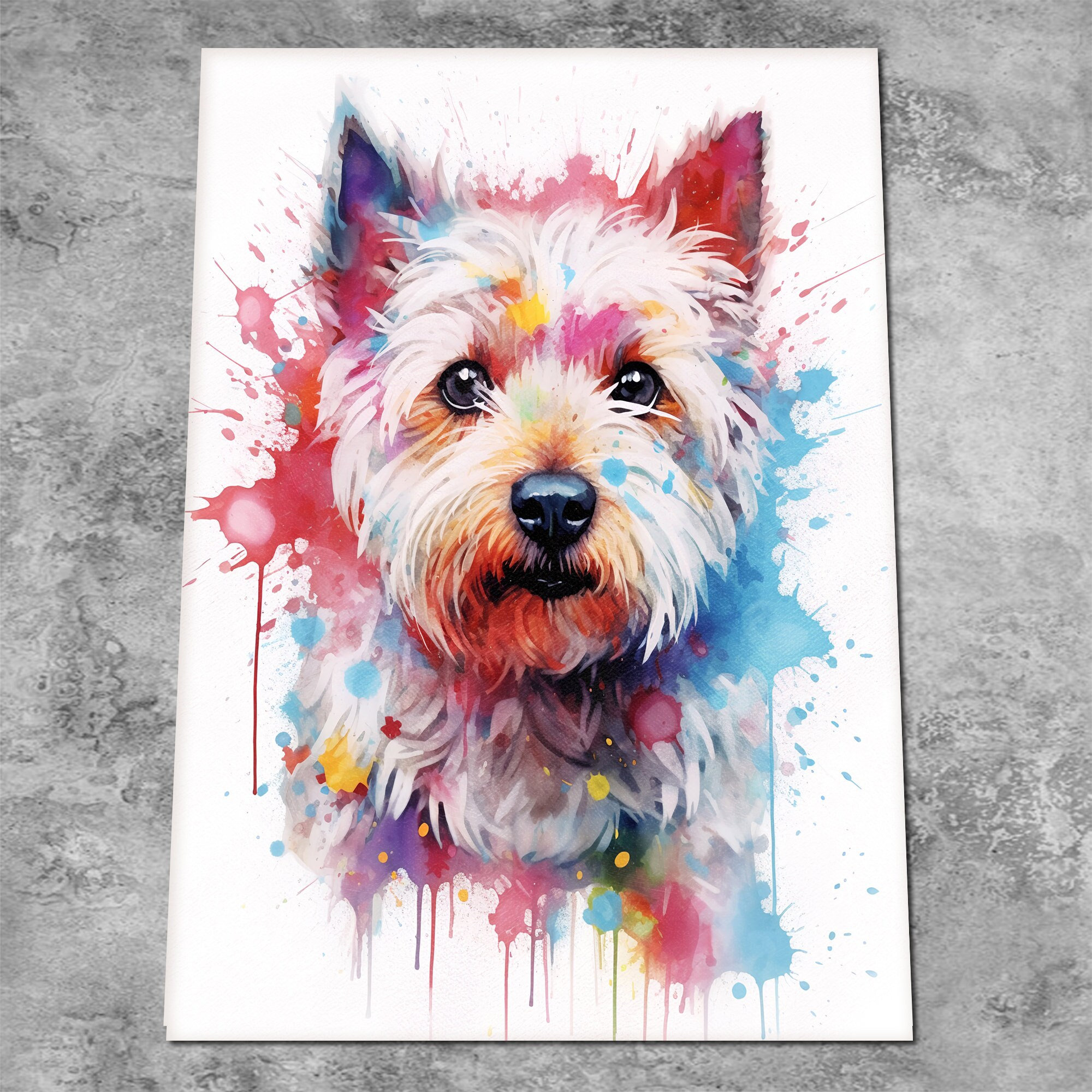 Westie Art Print - West Highland Terrier Dog Colourful Watercolour Nursery Poster Painting ...