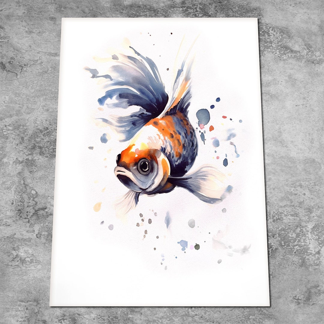 Shibunkin Art Print - Watercolor Oranda Painting - Freshwater Fish ...