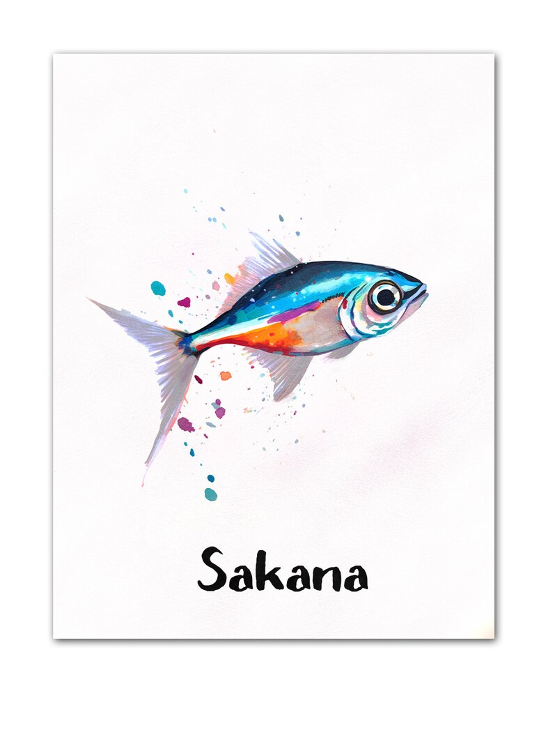 Neon Tetra Art Print - Watercolour Cardinal Tetra Painting - Tropical ...