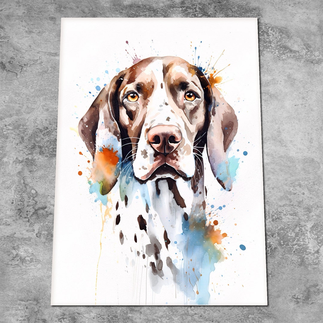 Pointer Art Print Dog Watercolour Painting - Brown and White Dog ...