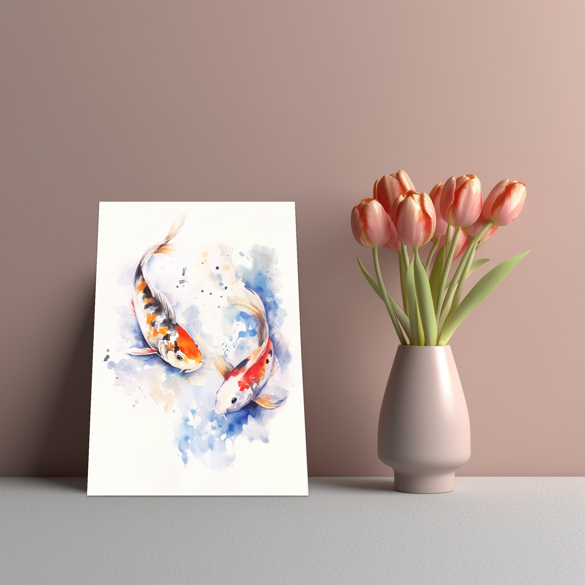 Koi Fish Wall Art - Meditation Watercolor Poster - Calming Zen Two Fish ...