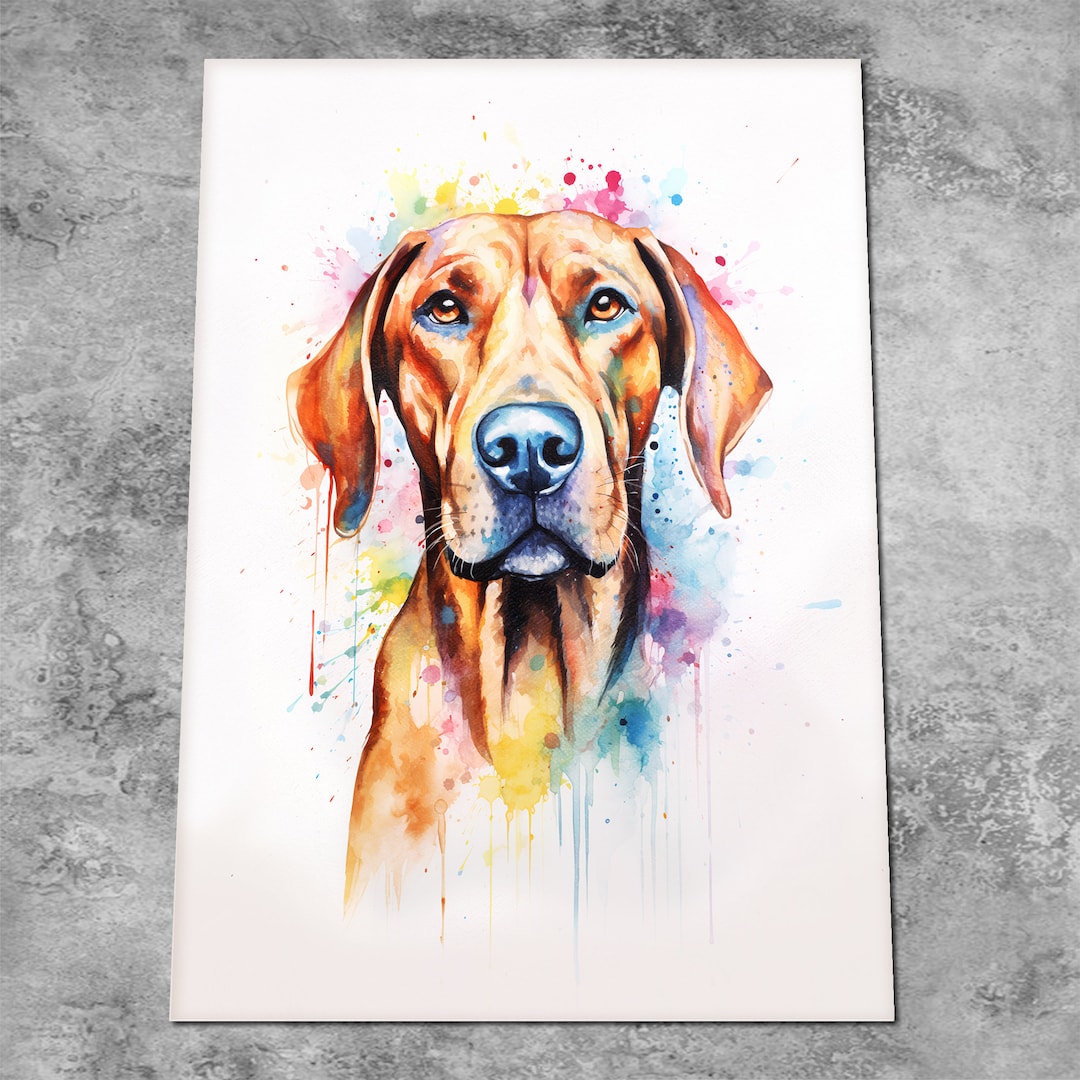 Rhodesian Ridgeback Watercolour Dog Print - Pet Portrait Art - Vizsla ...