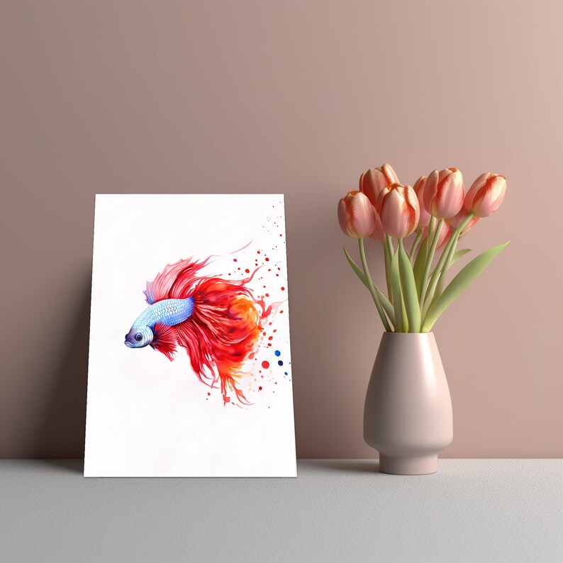 Siamese Fighter Fish Art Print - Watercolour Betta Fish Painting ...