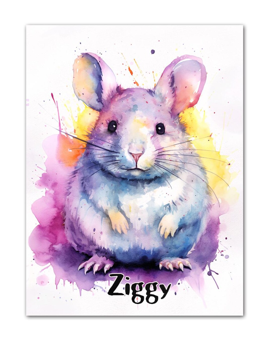 Chinchilla Pet Art Print - Watercolor Chinchilla Portrait - Birthday ...