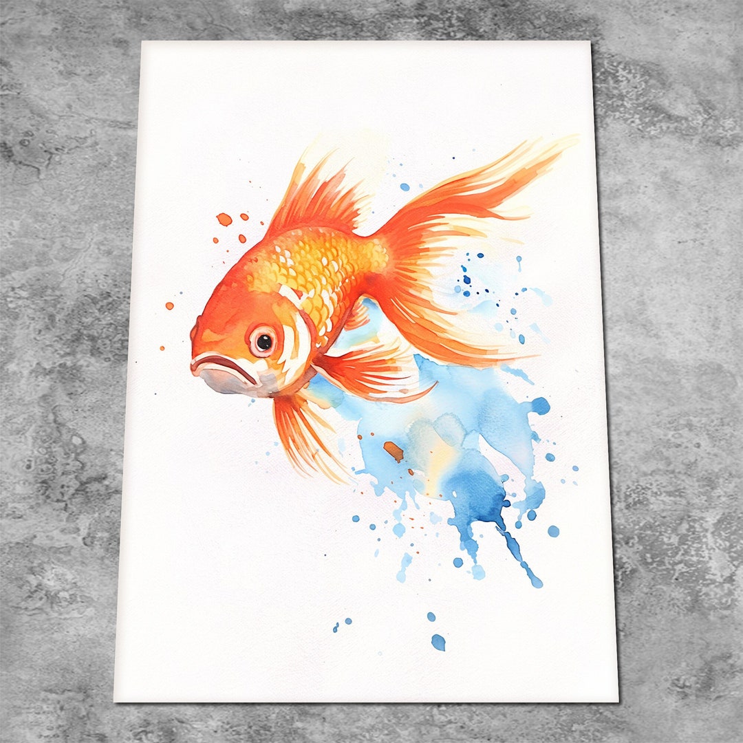Goldfish Art Print - Watercolour Oranda Painting - Freshwater Fish ...