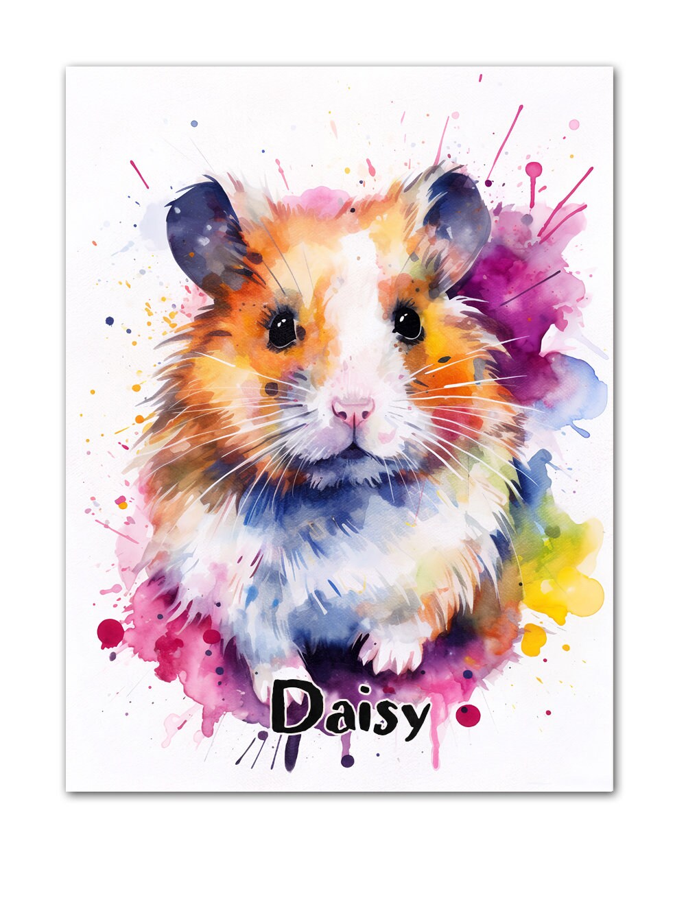 Syrian Hamster Portrait - Brown Hamster Watercolor Art - Watercolour ...