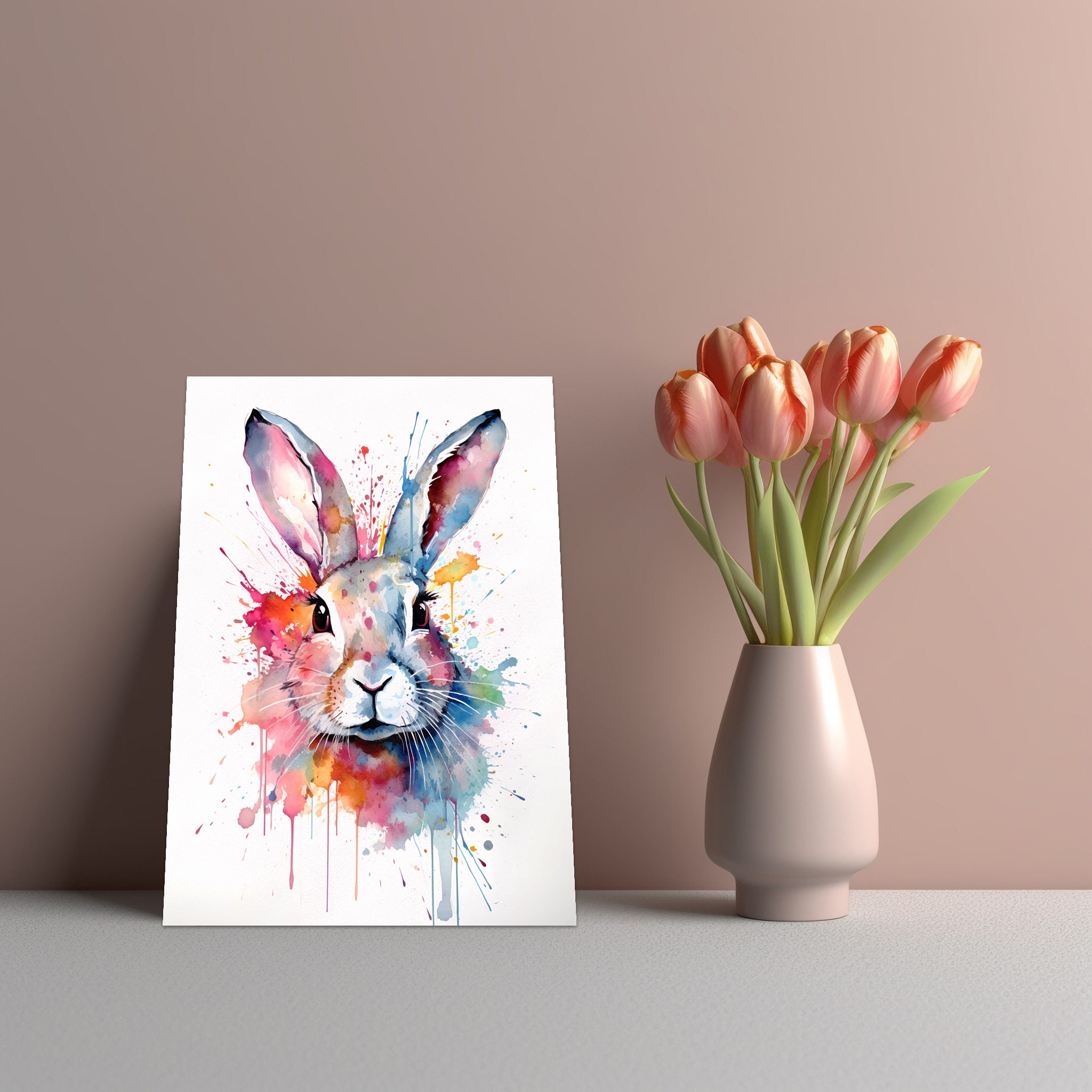 Watercolor Rabbit Art Print Grey Bunny Animal Print Rabbit Wall Art ...