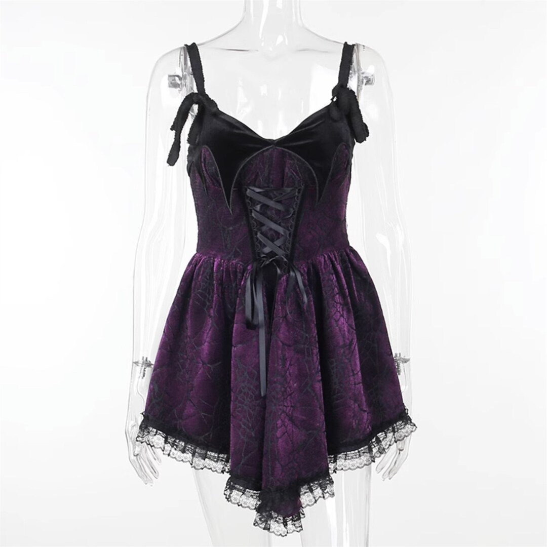 Halloween Gothic Slip Dress Halloween Spooky Dresspurple - Etsy