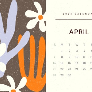 2024 Printable Digital Calendar With Boho Chic Flowers - Etsy