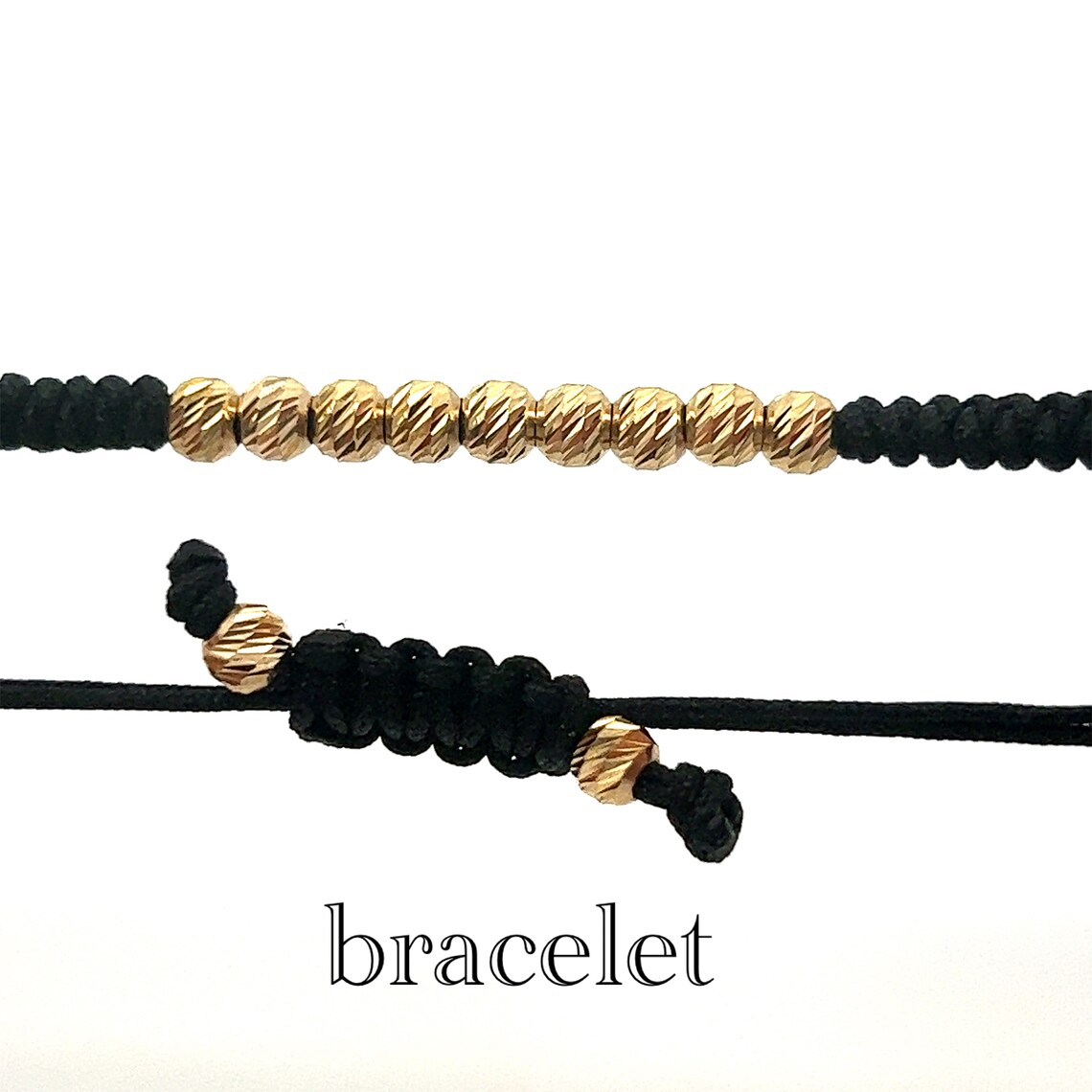 Bead Bracelet 14K Solid Gold Braided String Bracelet Bride Gift Gold ...