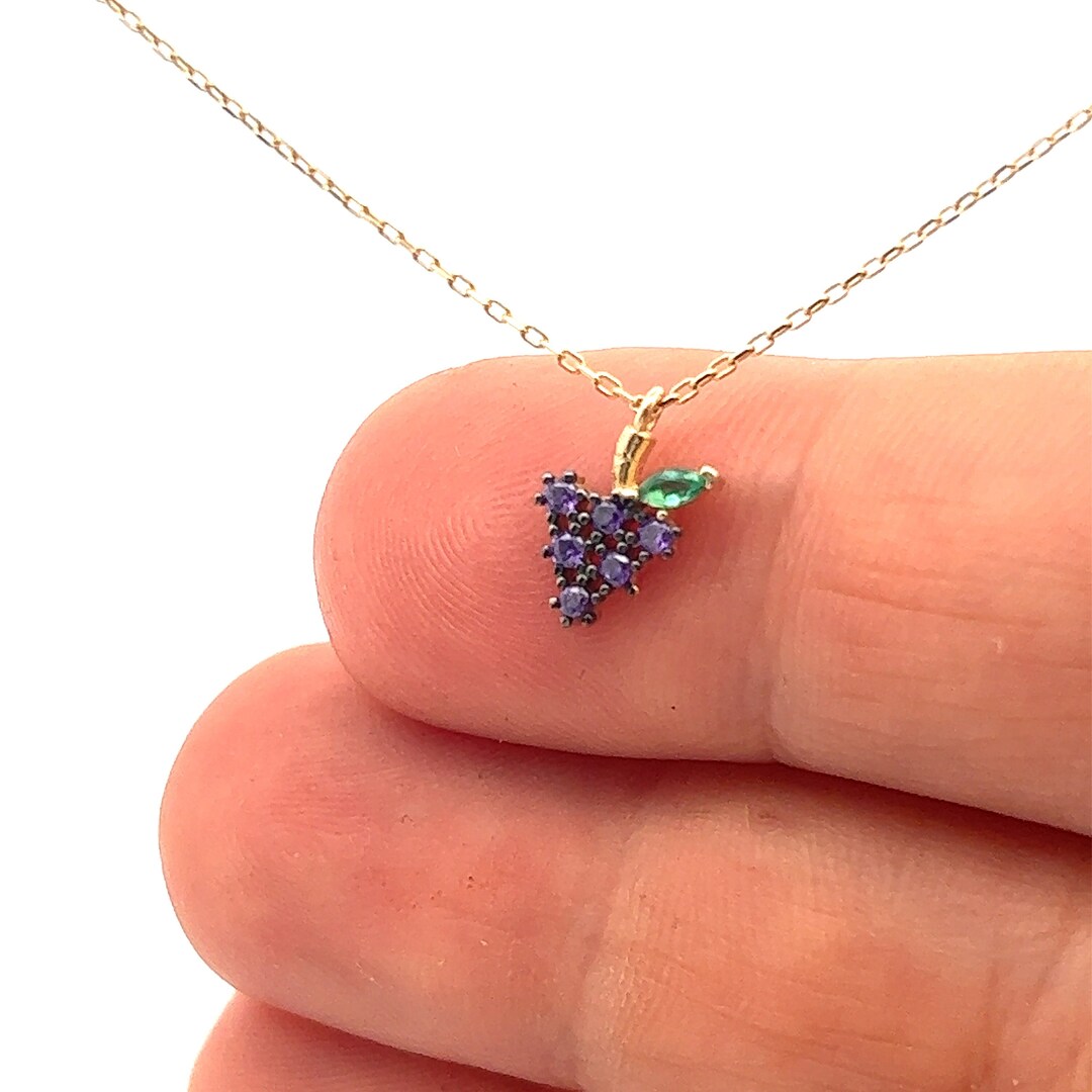 Grape Necklace 14K Solid Gold Bridesmaid Gift for Her Gold Minimalist ...
