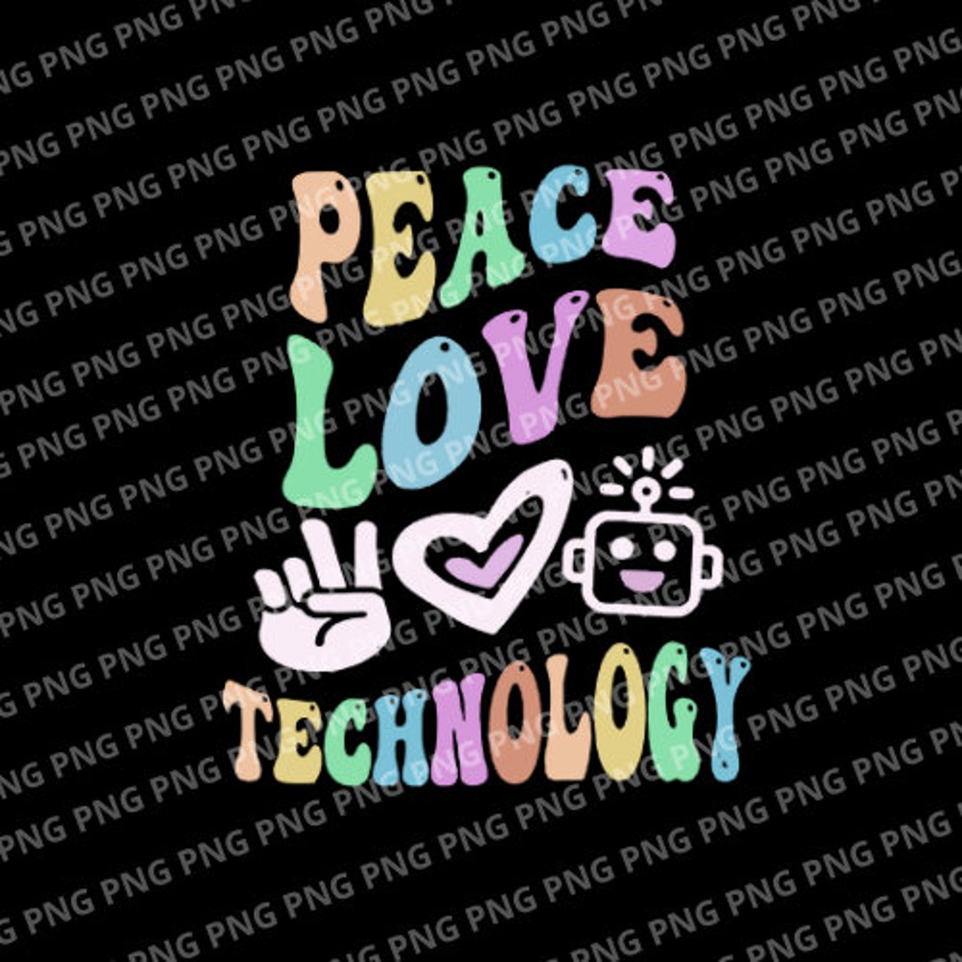Peace Love Technology PNG, Technology Lover, Computer Engineer PSD ...